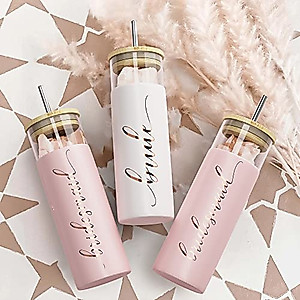 Bride to Be Iced Coffee Tumbler with Bamboo Lids and Straws | 20 oz Mason Jar Cups & Iced Coffee Cup | Bridesmaid Proposal Gifts, Bridal Shower, Bachelorette Party Supplies & Bride Tribe - Bride