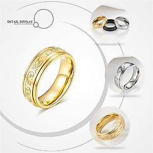 OAKKY 7MM Unisex Stainless Steel Couples Ring Silver Tone with Engraved Florentine Design Engagement Wedding Band Comfort Fit Size 6