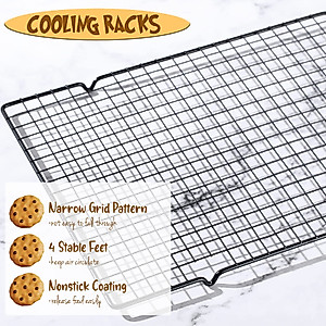Harloon 6 Pieces Cooling Racks for Cooking and Baking Oven Safe Grid Wire Set Heavy Duty Carbon Steel Nonstick Baking Rack for Roasting Cooking Grilling Drying (16 x 9.8 Inches)