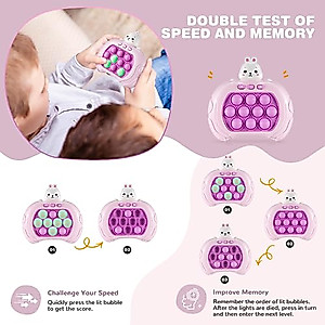 Ideashop Pop Fidget Game for Kids Adult, Handheld Quick Push Bubble Toy Light Up Game, 4 Modes, More Challenging Travel Portable Puzzle Game Machine, for Kids Birthday Gift (Rabbit)