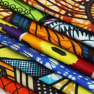 African Fabric,8 PCS African Ankara Print Fat Quarters Fabric Bundles,20 x 16 Inches/50 x 40 cm Cotton Polyester Quilting Fabric Material Scraps for Sewing Clothes Crafting Projects Patch Work