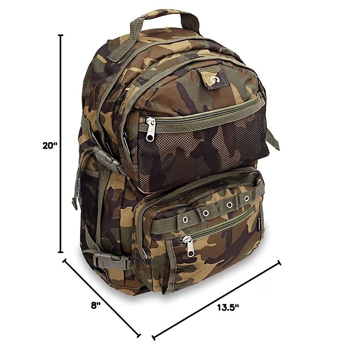Everest Oversize Woodland Camo Backpack, Camouflage, One Size,C3045R-CAMO