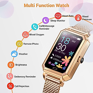 Smart Watch for Women, Waterproof Ladies Fitness Traker Blood Pressure Heart Rate Blood Oxygen Sleep Monitor Message Notification Sport Pedometer, for iOS Android Fulfilled by FBA