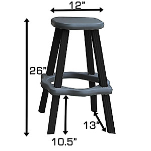 Leisure Accents Single Bar Set Includes 2 Barstools Deep Grey Top & Black Base Ideal for Patio Hot Tub Area Backyard Durable WeatherResistant Design Easy Nohardware Assembly Proudly Made in USA