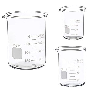Glass Measuring Low Form Beaker Set 50ml 100ml 250ml and Thick Glass Graduated Measuring Cylinder Set 5ml 10ml 50ml 100ml