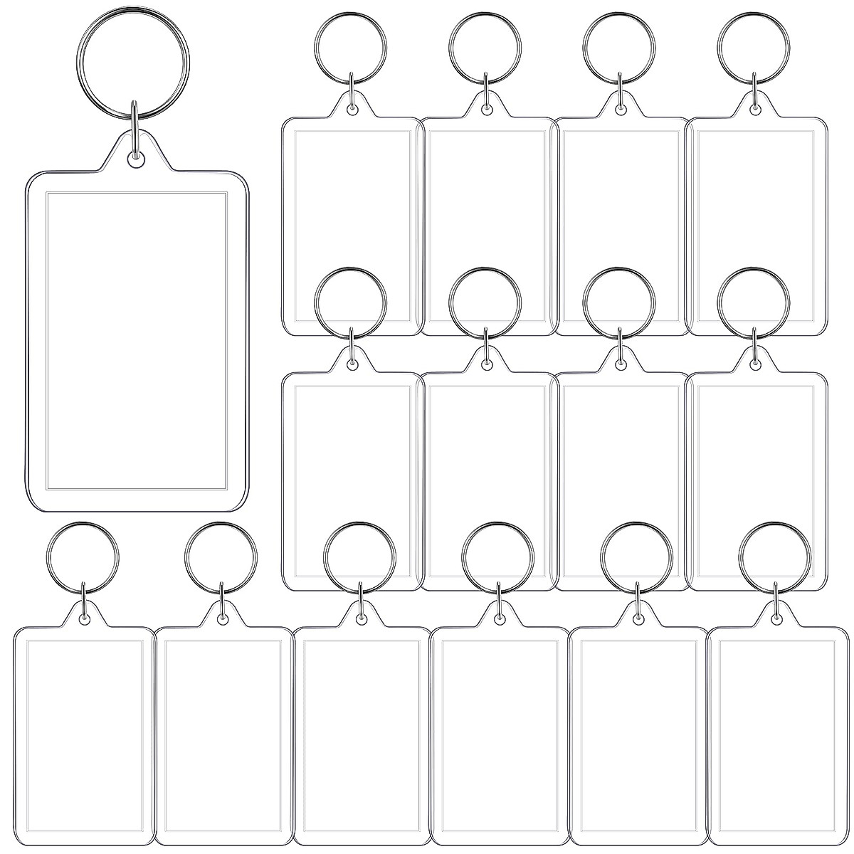 Yaomiao Acrylic Photo Frame Keychain Holder Photo Picture Insert Blank Keyring for DIY Craft(2 x 3 Inch,15 Pieces)