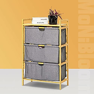 MAXCBD Nightstand Bedside Table Drawer Cabinet Bamboo Fabric Drawers Underwear Socks Scarf Organizer Unit Cabinet Rack Bedside It Adopts A Stylish and Elegant Design Storage Tower Dresser