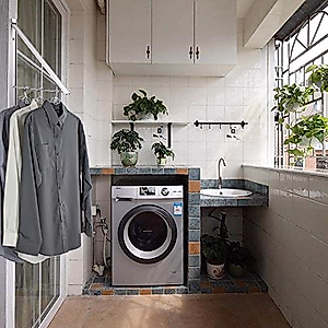 kuaguan Laundry Racks for Drying Clothes Drying Rack,Folding Drying Rack, Wall Mounted Clothes Hanger Rack Drying Rack Clothing Folding Indoor and Outdoor (Silver)