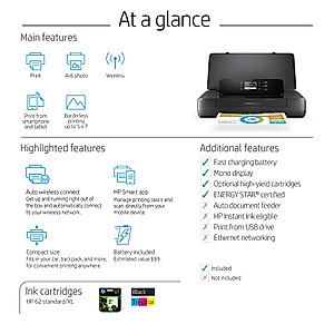 HP OfficeJet 200 Portable Printer with Wireless & Mobile Printing (CZ993A)