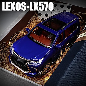 EROCK Exquisite car Model 1/24 Lexus 570 Off-Road in Luxury SUV Model Car, Zinc Alloy Pull Back Toy car with Sound and Light for Kids Boy Girl Gift