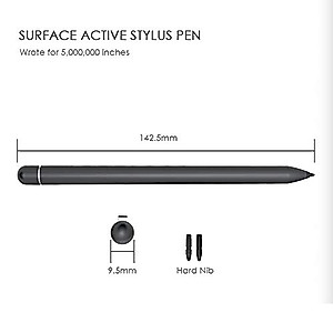 Pen for Microsoft Surface Pro 9/8/7, Stylus Pen Compatible with Surface Book 3/Laptop 4/Studio 2, Surface Go 3/2/1, Surface 3, Palm Rejection, 1024 Pressure Sensitivity(Black)