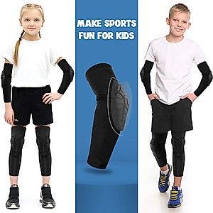 AceList Kids/Youth 5-15 Years Sports honeycomb Compression Knee Pad Elbow Pads Guards Protective Gear for Basketball, Baseball, Football, Volleyball, Wrestling, Cycling...