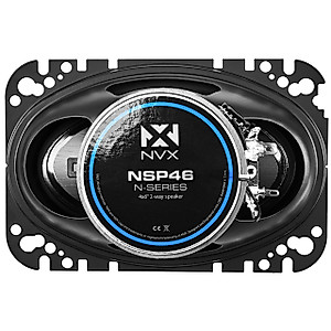 NVX® NSP46 4x6 Car Speakers, 300W Max, 100W RMS, 2-Way Coaxial w/Silk Dome Tweeters & Built-in X-Overs, Easy to Install in Cars/Trucks/Doors (Pair)