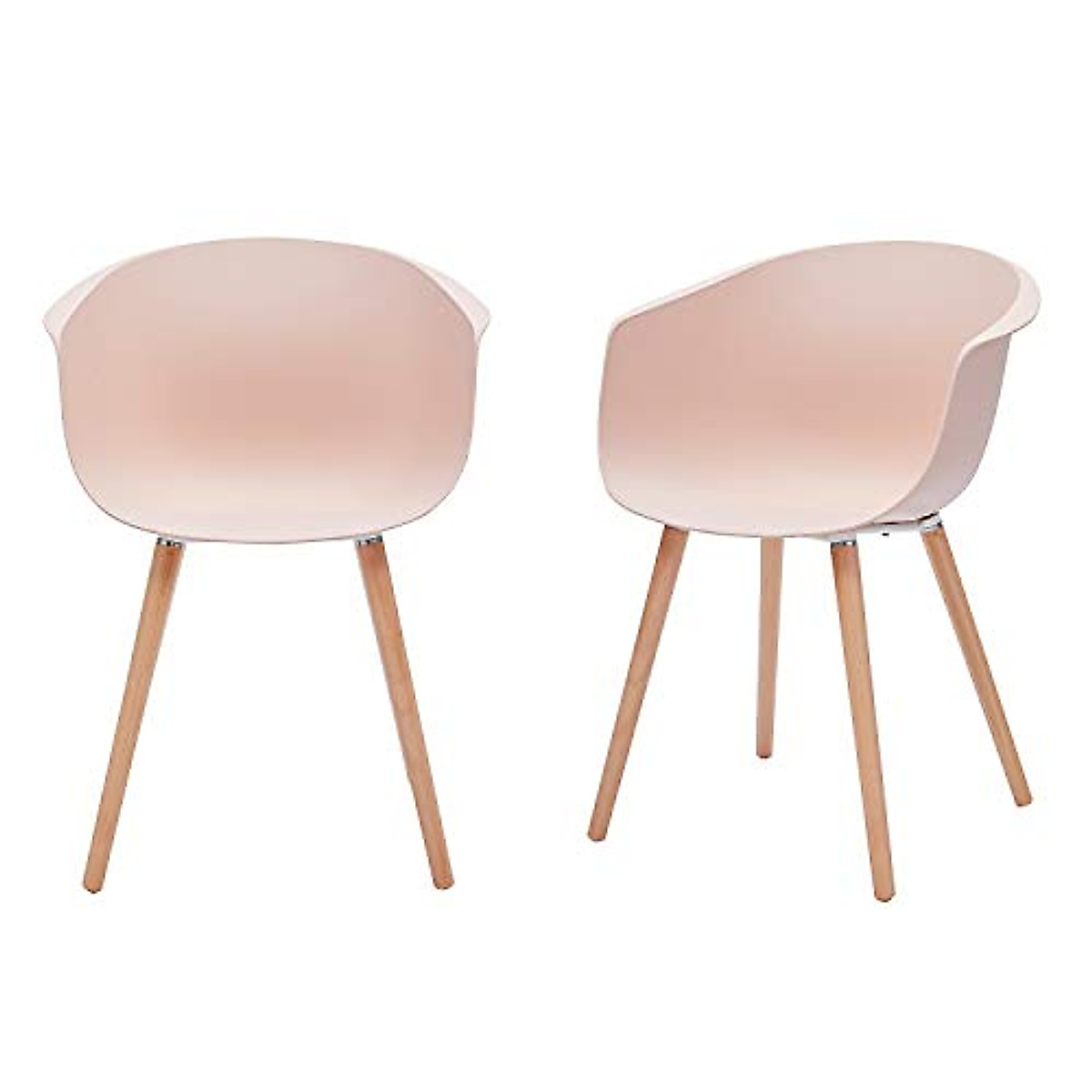 Amazon Brand - Rivet Alva Modern Curved-Back Plastic Dining Chair, Set of 2, 23.2"W, Nude Pink