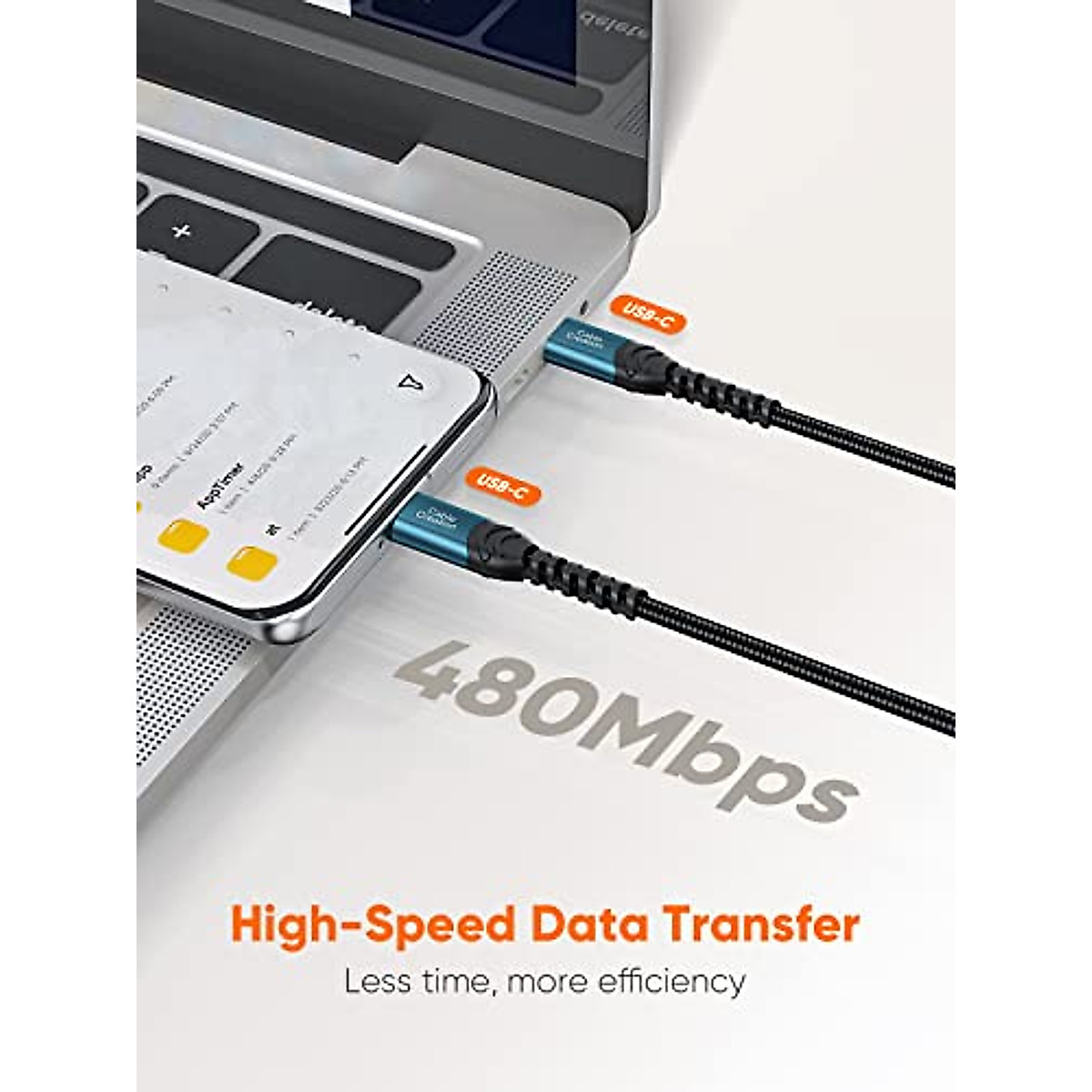 CableCreation Short USB C to USB C Cable 60W, USB C Cable 1FT 2-Pack Fast Charging Cord, Double-Braided Type C to Type C Compatible with iPad Mini 6 iPad Pro Galaxy S23 Ultra S23 S22 and More, Blue