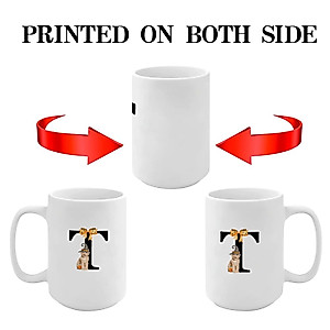 Halloween Initial Letter T Cat White Mugs Coffee Tea Cup Floral Alphabet Mug Mockup Ceramic Coffee Mug Mock Mugs from Daughter Wife And Son – Christmas Mug 15oz