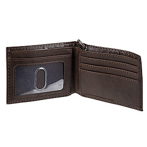 Dickies Men's Bifold Chain Wallet-High Security with ID Window and Credit Card Pockets, Rich Brown, One Size