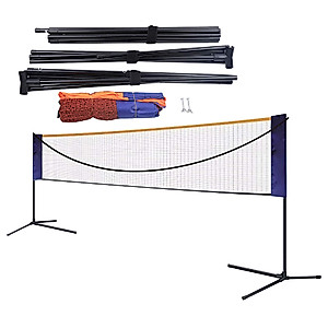Portable Badminton Net Set, 20Ft 17Ft 12.6Ft Adjustable Sports Net with Poles Carrying Bag, Polypropylene Fiber Sports Net Set for Badminton, Tennis, Kids Volleyball, Pickleball