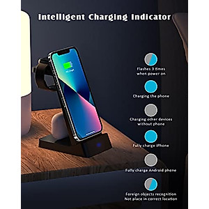 Wireless Charging Station,Wireless Charger Compatible with iPhone 14 Pro Max/13/12/11/X/8 Plus, 3 in 1 Fast Charging Stand Dock for Airpods 1/2/Pro, Apple Watch Series(with Adapter)