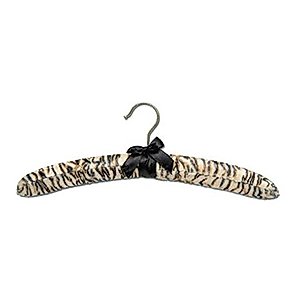 NAHANCO 806-99 15" Tiger Stripe Patterned Plush Padded Hanger with Black Bow and Gold Hook. Pack of 6 (Pack of 6)