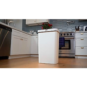 SIMPLI-MAGIC 79503 13 Gallon Touchless Sensor Trash Can, Rectangle Garbage Bin, Perfect for Home, Kitchen, Office, White