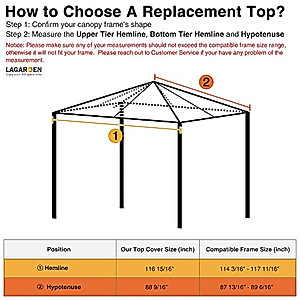Yescom 117"x117" Canopy Top Replacement Y0049707 Red for Smaller 10'x10' Single-Tier Gazebo Cover Patio Garden Outdoor