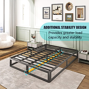 Firpeesy Upgrade Anti Bending and Round Corner Legs 10 inch Metal Full Bed Frame 3500 LBS Heavy Steel Slats Support Platform Bed Frames No Box Spring Needed Platform Noise Free Easy Assembly