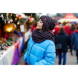 Funky Junque Oversized Beanie Matching Scarf Set Bundle - Kaleidoscope 4#32