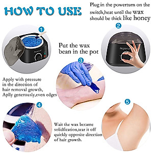 Waxing Kit for Women - Automatic Thermostatic Wax Warmer for Hair Removal Hard Wax Kit with 14.1oz Wax Beads, Beginner Wax Pot Wax Machine for Brazilian Waxing