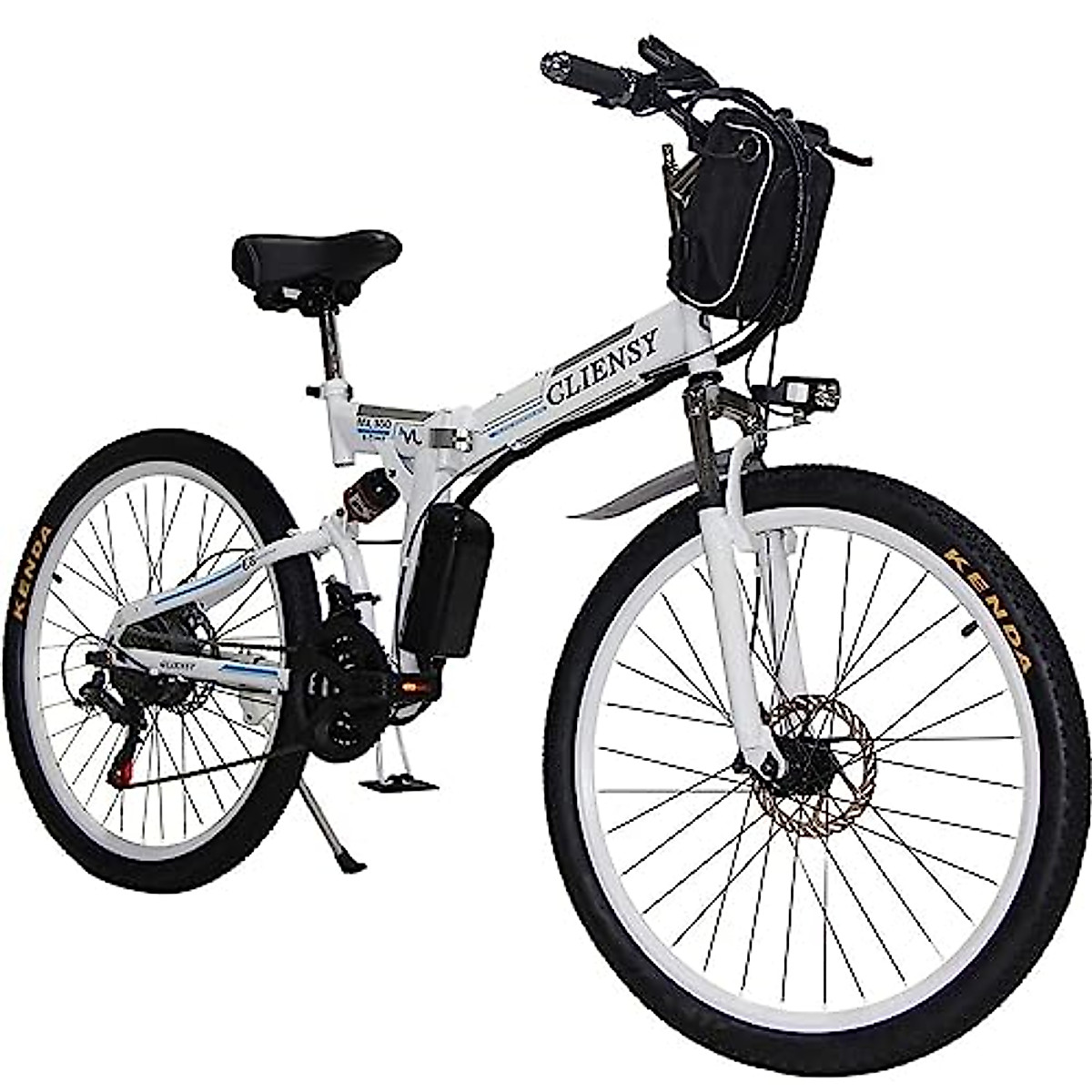 EUROBIKE Electric Bike for Adults, 26" Mountain Ebikes, 350W Powerful Motor Folding Adult Electric Bicycles, 36V 8AH Lithium Battery, 21 Speed Gears Ebike (Ebike White)