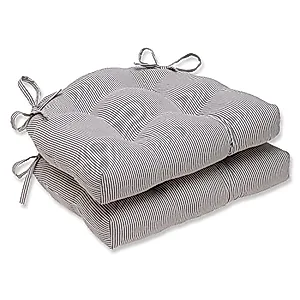 Pillow Perfect Oxford Charcoal Reversible Chair Pad (Set of 2), Grey