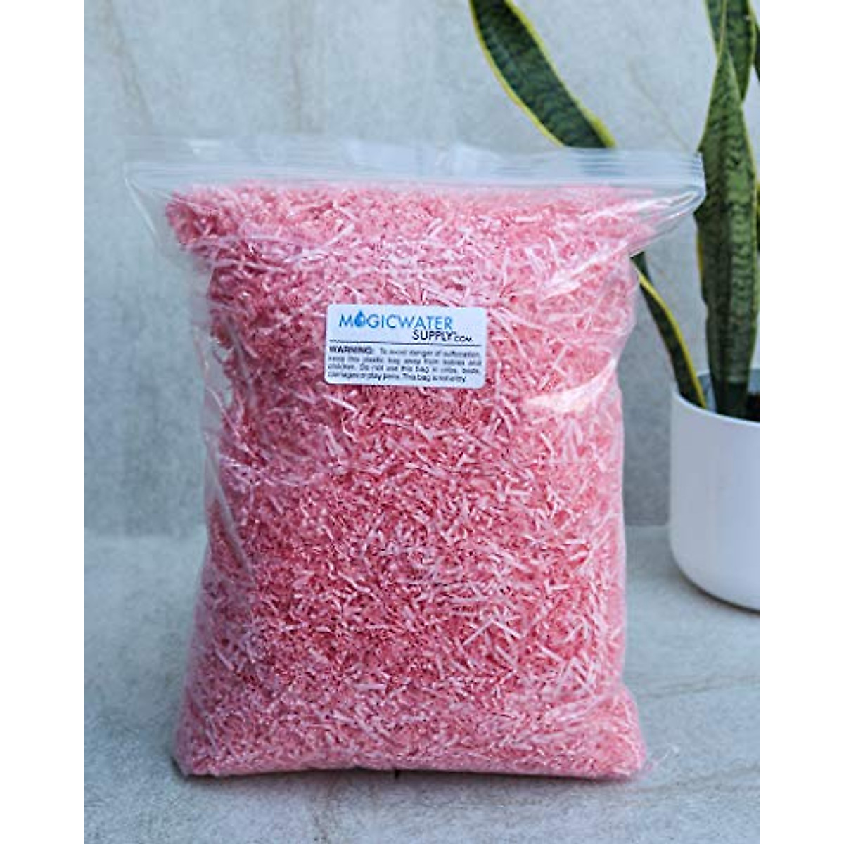 MagicWater Supply Soft & Thin Cut Crinkle Paper Shred Filler (1 LB) for Gift Wrapping & Basket Filling - Pink
