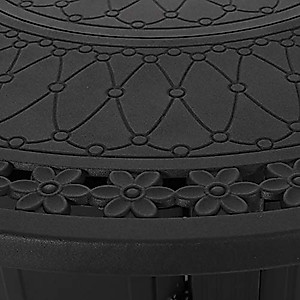 Christopher Knight Home Clement Outdoor 4 Seater Wicker Swivel Chair and Fire Pit Set, Dark Brown, Beige, Matte Black