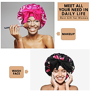 5pcs Satin Bonnets for Black Women, Large Bonnet with Tie Band, Jumbo Braids Bonnet, B