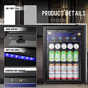 Antarctic Star 100 Can Beverage Refigerator/Mini Wine Cellar Fridge for Soda Beer or Wine,Small Drink Dispenser, for Office or Home,Freestanding, 2.6 Cu. Ft.Black