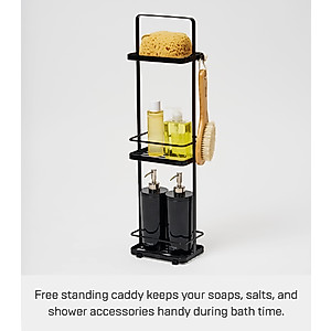 Yamazaki Home Wire Standing Shower Caddy with Bath Shelf Baskets, Steel, Tall, Water Resistant, No Assembly Req.