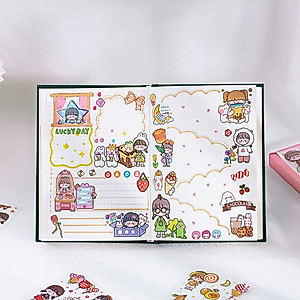 100 PCS Cute Cartoon Animal Stickers,Kawaii Transparent PET Sticker Sheets for Scrapbooking Bullet Journaling,Diary,DIY Arts Crafts,Album,Planners,Junk Journal