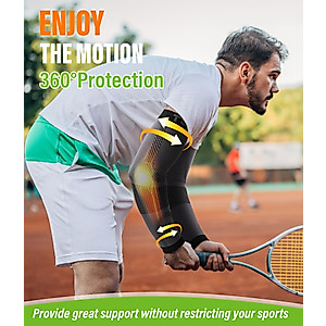 TOFLY Compression Arm Sleeves Elbow Braces for Men & Women (1 Pair), 20-30 mmHg Graduated Compression Arm Braces Support for Tennis Elbow, Tendonitis, Lymphedema, Arthritis, Edema, Workouts, Black L