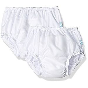i Play. by green sprouts Unisex-Baby Reusable Swim Diaper (2pk) | No Other Diaper Necessary, UPF 50+ Protection,White/Pull On, 12 Months