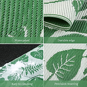 NFECO Reversible Rugs Plastic Rug Outdoor Rug Lightweight Outside Mats ModernOutdoor Rug for Patio Portable Mats for RV Backyard Deck Picnic Beach (4x6, Green)