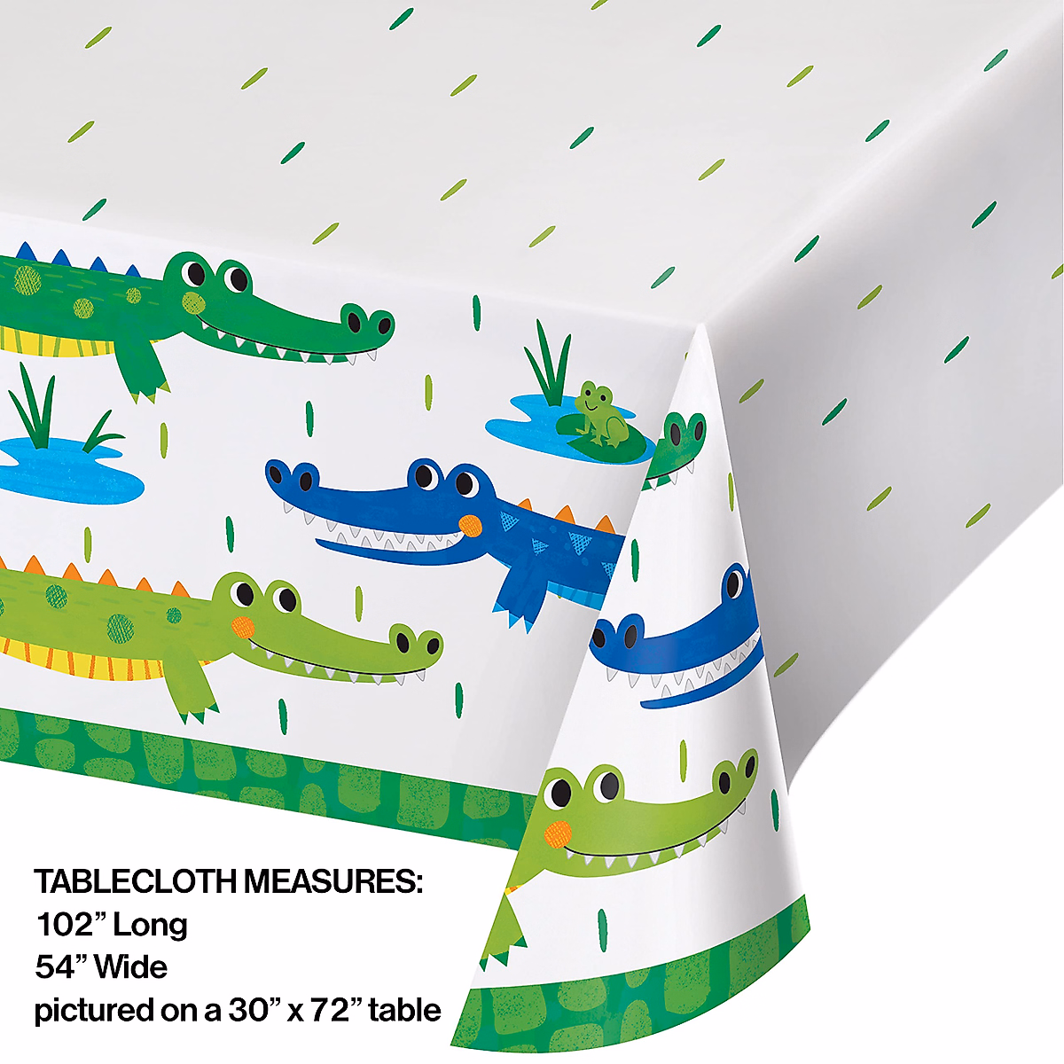 Kids Alligator Birthday Party Supplies Set | Zoo Safari Disposable Paper Plates Napkins Tablecloth and Crocodile Decorations for 24 (85 Pieces)