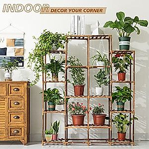 Uneedem Tall Shelf for Multiple Plants Indoor Outdoor 14 Tiers 16 Pot Holder Large Rack Wood Stand Shelves for Room Corner Balcony Garden Patio