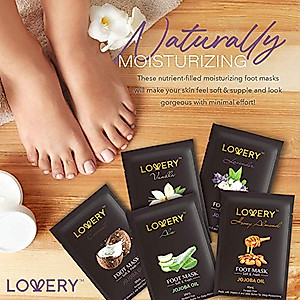 Birthday Gifts Deep Conditioning Foot Masks, 5pc Exfoliating Foot Peels, Coconut Aloe, Honey, Lavender, Vanilla, Moisturizing Shea Butter & Jojoba Oil, Gifts for Women Men Anniversary Birthday Friend