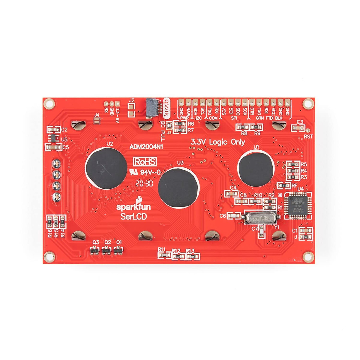 SparkFun 20x4 SerLCD - RGB Backlight (Qwiic) - Black on Red/Green/Blue Display Communicate with Serial I2C SPI 3.3V Logic and Power