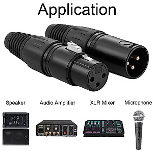 DKARDU 10PCS 3 Pin XLR Solder Connector, 5 Male and 5 Female XLR Mic Snake Plug, Microphone Audio Socket for High Conductivity and Ultra-Low Noise