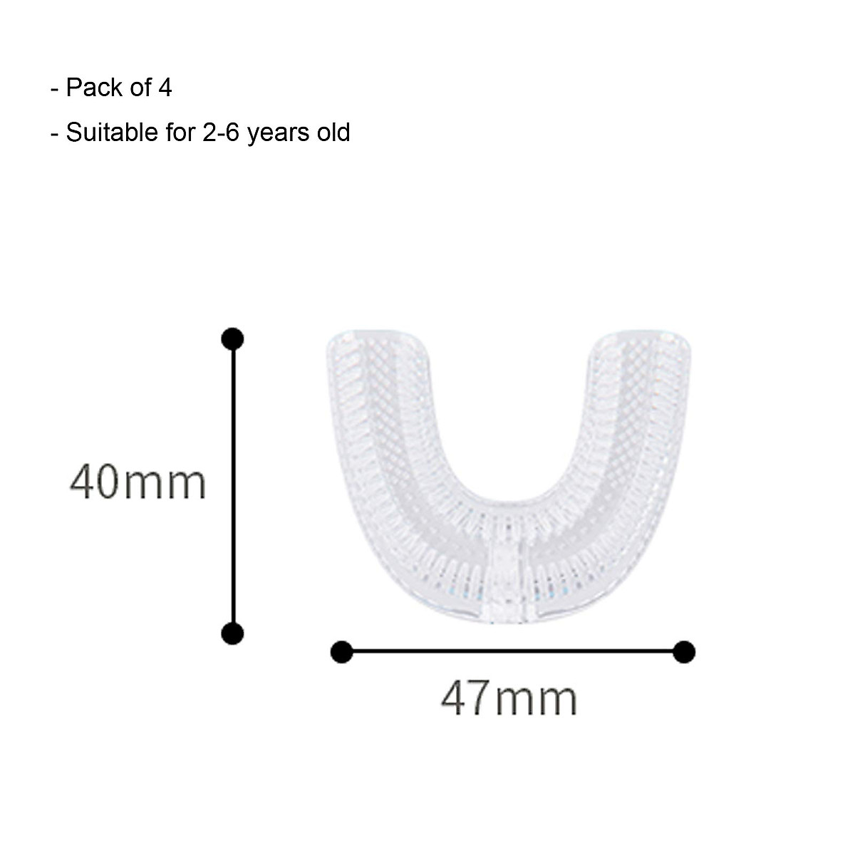 FOKER U-Shaped Electric Toothbrush Brush Replacement Heads, Kids Automatic Toothbrush Head Accessories, Replaceable Toothbrush Head, Silicone Toothbrush Head, Suitable for 2-6 Years Old, Pack of 4