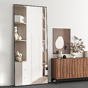 NEUWEABY Full Length Mirror 65"x24" Floor Mirror Large Black Mirror Body Rectangle Mirror for Bedroom Living Room Standing Hanging or Leaning Against Wall Aluminum Alloy Frame