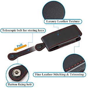 AeroBon Real Leather Key Cover Leather Key Pouch Compatible with Porsche Key Fob (Black)