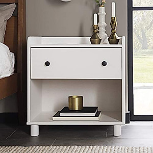 Walker Edison Modern Wood 1 Drawer Nightstand with Top Tray Bedroom Storage Drawer and Shelf Bedside End Table, Caramel