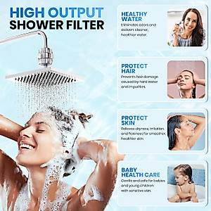 Aqua Earth Shower Filter For Hard Water Shower Head Filter to Remove Chlorine Fluoride Water Softener Coconut Shell Activated Carbon Reduces Dry Itchy Skin Heavy Metals Other Sediments Vitamin C